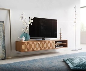 TV stolek Fevo 160 cm akácie přírodní 2 dvířka závěsné