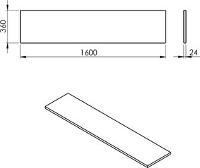 Sapho PLATO deska Rockstone 1600 x 24 x 360 mm bílá mat PL166-0101