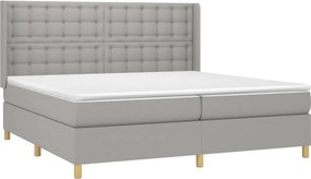Box spring postel s matrací a LED světle šedá 200x200 cm textil 3139221