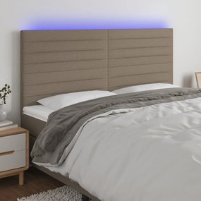 Čelo postele s LED taupe 160x5x118/128 cm textil 3122574