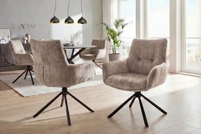 Designová otočná židle Vondila taupe samet