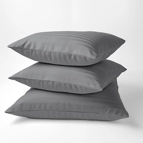Detexpol Damaškový povlak na polštář 70x80 šedý tmavý jednobarevné pruhy 1 cm Pure