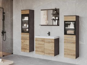 Koupelnový nábytek Apogon I, Barva: matera / breslau kaštan, Sifon k umyvadlu: ne, Osvětlení: osvětlení LED - bílé, Baterie: ne