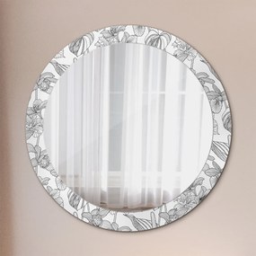 Kulaté zrcadlo tištěný rám Květinový vzor fi 80 cm