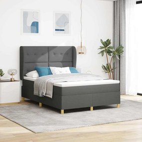 Postel s boxspringem s čelo Tmavě šedá 200 x 140 cm textil 3340754