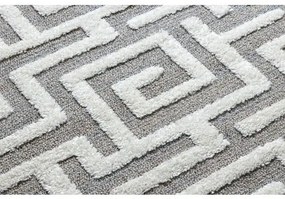 koberec MAROC P655, šedo bílá střapce, Labyrint řecký vzor, Berbe velikost 140x190 cm | krásné koberce cz