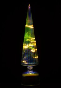 Velký žebrovaný skleněný stromek s LED světlem L – 9*9*39,6 cm