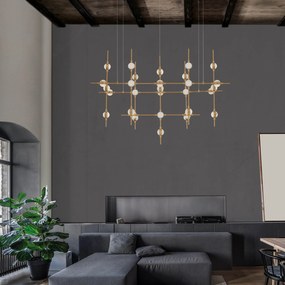 LED lustr Atomo 106 zlaté s dálkovým ovládáním