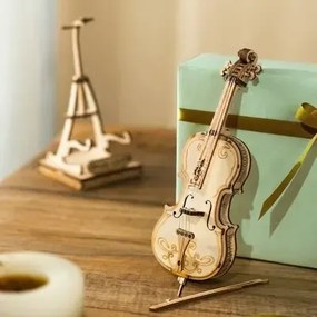 RoboTime 3D dřevěné puzzle Violoncello / od 8 let / 58 dílků / Obtížno