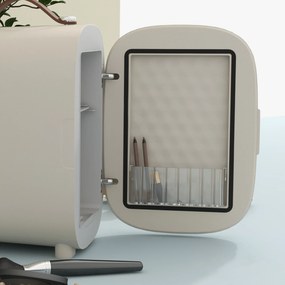 HOMCOM Mini lednička 4 l Malá kosmetická lednička s funkcí chlazení a ohřevu, přenosná kosmetická lednička na kosmetiku, nápoje, ovoce, smetanu bílá