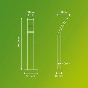Philips 8719514417816 Splay venkovní svítidlo sloupek LED 12W/1200lm 4000K IP44 antracit