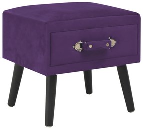 Noční stolek - tmavě fialový - samet | 40x35x40 cm