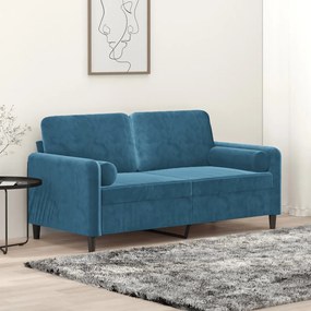 2místná pohovka s polštáři modrá 140 cm samet 3200890