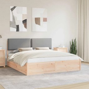 Rám postele s čalouněným čelem s čelo Světle šedá 200 x 200 cm 3398104