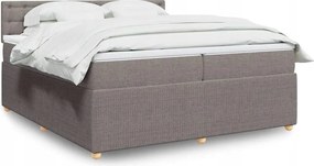 Box Spring Postel S Matrací Textil Taupe tlačítka 200 x 200 cm