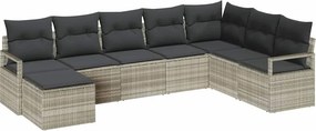 Set pohovek 7 ks Světle šedá polyratan 3346472