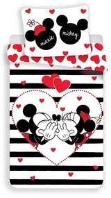 JERRY FABRICS Povlečení Mickey a Minnie stripes Bavlna, 140/200, 70/90 cm