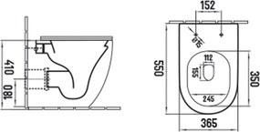 Mexen Lena stojatá WC mísa Rimless Tornado s pomalu padací slim deskou, duroplast, bílý lesk - 3222T4000