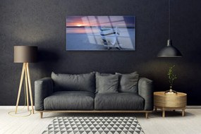 Obraz na skle Loďka Pláž Slunce Krajina 100x50 cm