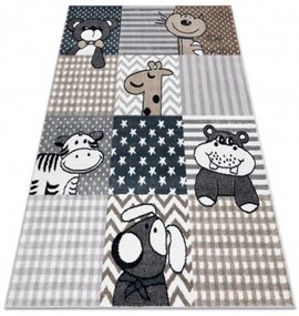 Dětský kusový koberec Zvířátka šedý 180x270cm