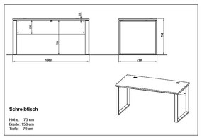 Pracovní stůl v dekoru dubu 158x79 cm Lioni - Germania