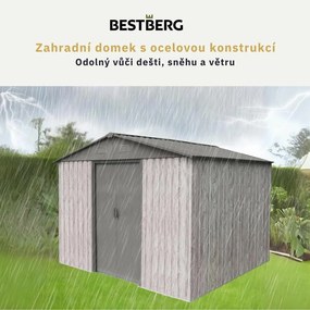 Zahradní domek BestBerg ZDB-7SD / 7,2 m² / 301 x 238 x 214 cm / dekor bílé dřevo/šedá