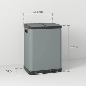 HOMCOM odpadkový koš 2x30L pedálový koš na kosmetiku s víkem a nožním pedálem, kovový odpadkový koš s vnitřním košem do obývacího pokoje a kanceláře,…