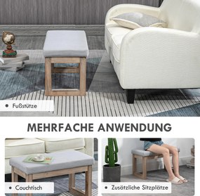 HOMCOM Taburet na nohy Čalouněný taburet s dřevěnými nohami 68x38x42 cm šedý Taburet do obývacího pokoje Ložnice Předsíňová lavice | Aosom.de