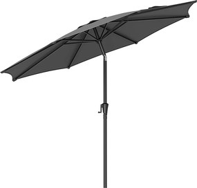 Zahradní slunečník, venkovní slunečník sklopný o 30°, šedý