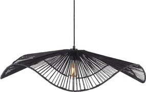 Černé kovové závěsné svítidlo se stínidlem z papírového výpletu ø 80 cm Sombra – Leitmotiv