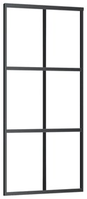 vidaXL Posuvné dveře ESG sklo a hliník 90 x 205 cm černé