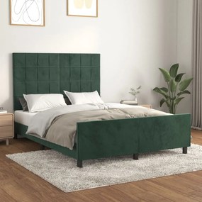 Rám postele s čelem tmavě zelený 140x200 cm samet,  3125760