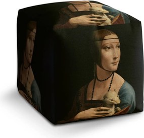 Sablio Taburet Cube Dáma s hranostajem - Leonardo da Vinci - 60x60x60 cm