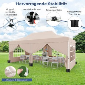 Costway Pavilon skládací pavilon s 6 odnímatelnými bočními stěnami a pytli