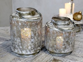 Bronzová antik kovová lucerna s kvítky Vire Flowien - Ø22*25cm