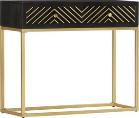 vidaXL Konzolový stolek 90 x 30 x 75 cm masivní mangovník [286518] Barva: Černý a zlatý