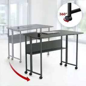Maclean MC-126 L/B černá / Skládací stůl / mobilní / 100x73 cm / zalom
