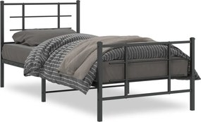 vidaXL Kovový rám postele s hlavovým a nožním čelem 90 x 200 cm [355621] Barva: Černá