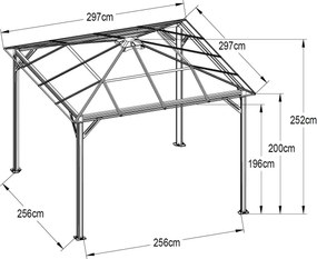 LANIT PLAST, s.r.o. zahradní altán LANITPLAST 33 antracit + čirý PC LG2468