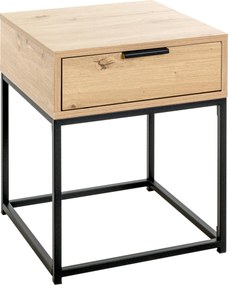 XXXLutz NOČNÍ STOLEK, černá, barvy dubu, 40/50/40 cm - 001931044001