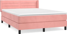 Box spring postel s matrací růžová 140x200 cm samet 3131026