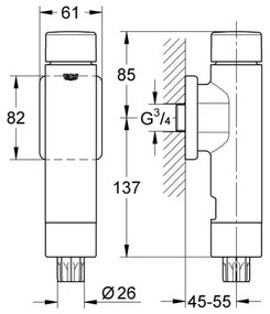 GROHE 37349000 - Tlakový splachovač RONDO A.S. 3” lesklý chrom