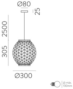 ACB Iluminacion Závěsné svítidlo LENNIS, ⌀ 30 cm, 1xE27 15W Barva montury: Bílá