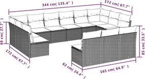 13dílný zahradní sedací souprava s poduškami černý polyratan 3218385