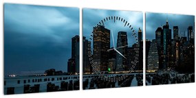 Obraz - Pohled na mrakodrapy New Yorku (s hodinami) (90x30 cm)