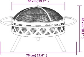 vidaXL Ohniště s pohrabáčem 70 cm XXL ocel [360058]