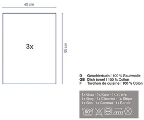 KELA Utěrka na nádobí PASADO 3ks starorůžová  65 x 45 cm KL-15970