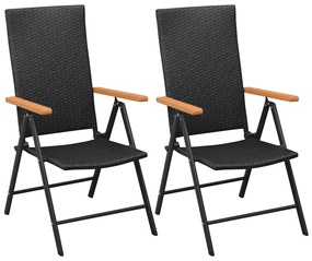 Stohovatelné zahradní židle 2 ks polyratan černé,  42798