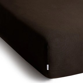 Tmavě hnědé napínací prostěradlo jersey 160x200 cm Amber – Restilo
