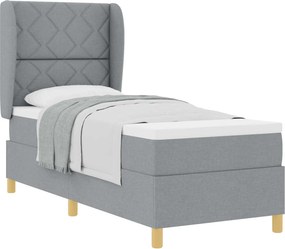 Postel s boxspringem s čelo Světle šedá 200 x 80 cm textil 3340781